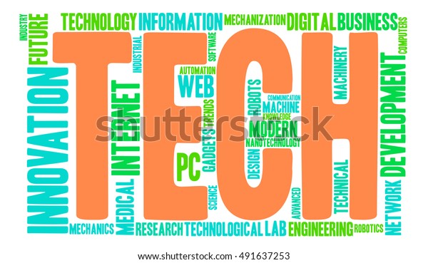 Tech Word Cloud On White Background Stock Vector (Royalty Free ...