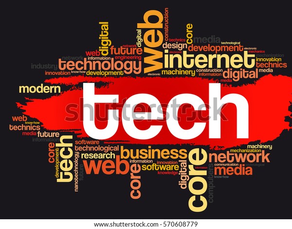 Tech Word Cloud Technology Business Concept: vector de stock (libre de ...