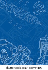 Technical Blue Background Drawings Details Mechanismsengine Stock ...