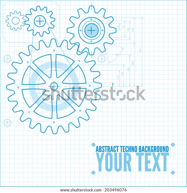 Technical Blueprint Template Illustration On White Stock Vector ...