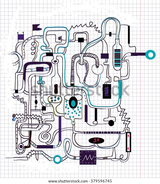 Technical Doodle Drawing Vector Background Illustration Stock Vector ...