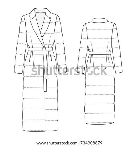 Technical Draw Puffer Coat Stock Vector (Royalty Free) 734908879 ...