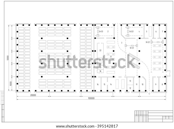 Technical Drawing Architectural Plan Trucking Company Stock Vector ...