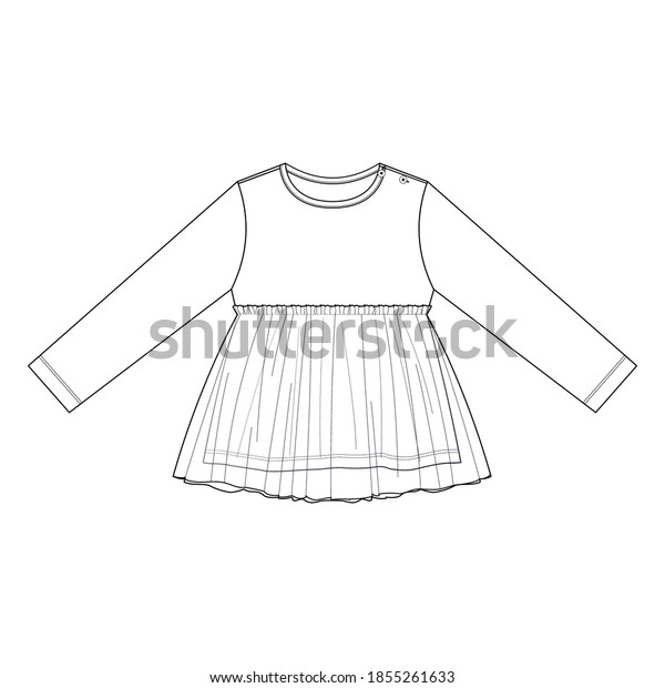 Technical Drawing Child S Dress Lobg Stock Vector (Royalty Free ...