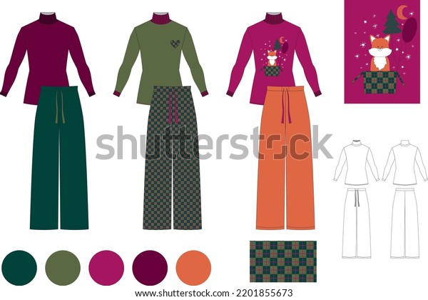 Technical Drawing Clothes Clothes Scheme Girl Stock Vector (Royalty ...