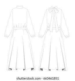 Technical Drawing Dress Sketch Vector Illustration 스톡 벡터(로열티 프리 ...
