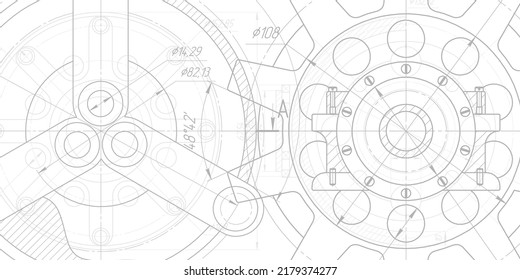 Technical Drawing Gears Rotating Mechanism Round Stock Vector (Royalty ...