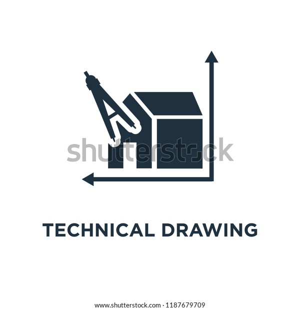 Technical Drawing Icon Black Filled Vector: เวกเตอร์สต็อก (ปลอดค่า ...