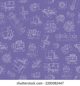 Technical Drawing Machine Details Seamless Pattern Stock Vector ...