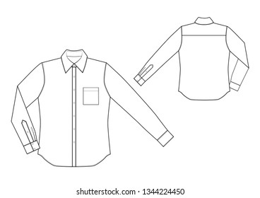 Technical Drawing Mens Shirt Stock Vector (Royalty Free) 1344224450 ...