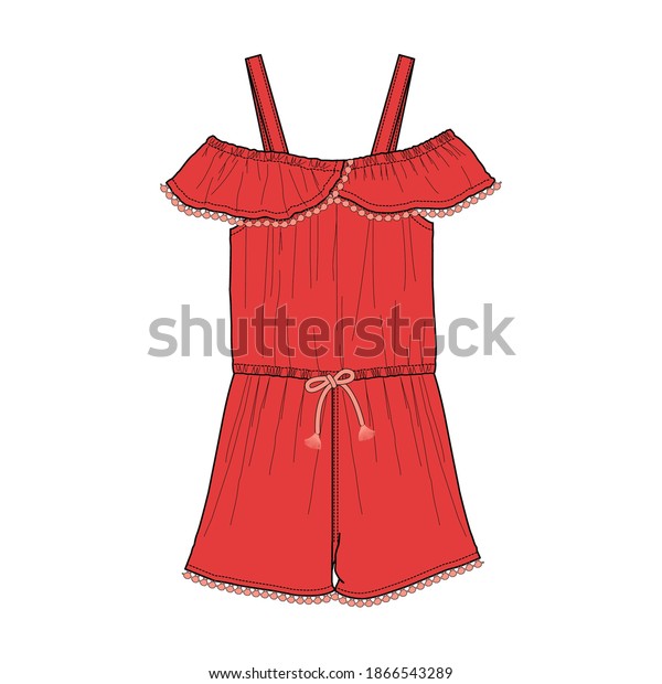 Technical Drawing Overalls Children Stock Vector (Royalty Free) 1866543289