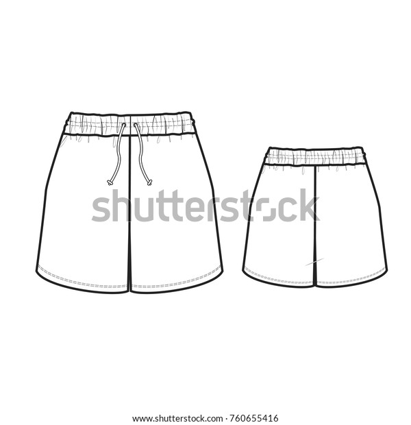 technical drawing of pajama shorts