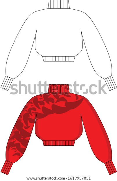 Technical Drawing Pullover Fashion Sketch Red Stock Vector (Royalty ...