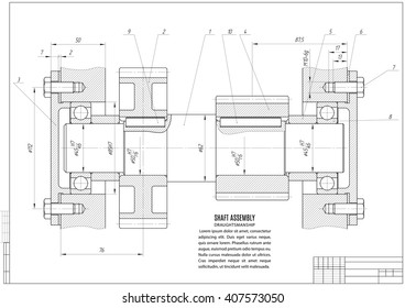 Technical Drawing Shaft Assembly Gears Construction: vector de stock ...