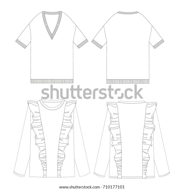Technical Drawing Sketch Tshirt Vector Illustration Stock Vector ...