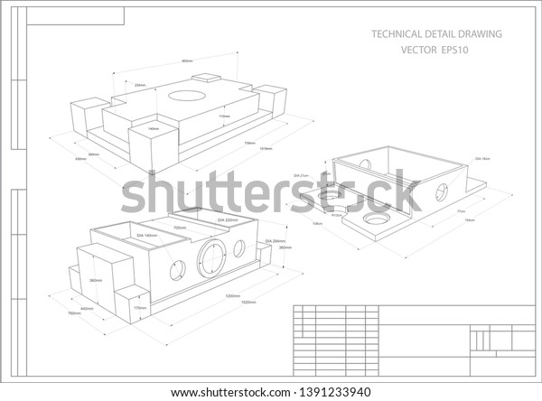 Technical Drawing Vector Engineering Illustrationmechanical Engineering ...
