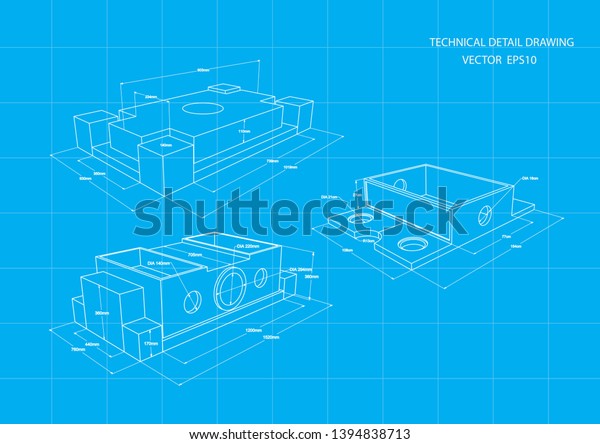 Technical Drawing Vector Engineering Illustrationmechanical Engineering ...