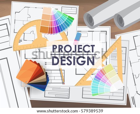 Technical Engineering Drawing Plan Architectural Drawings Stock Vector ...