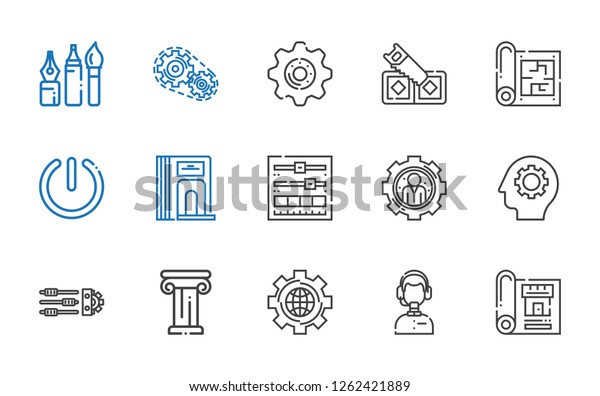 Technical Icons Set Collection Technical Blueprint Stock Vector ...