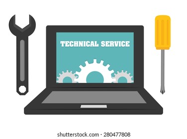 Technical Service Design Over White Background Stock Vector (Royalty ...