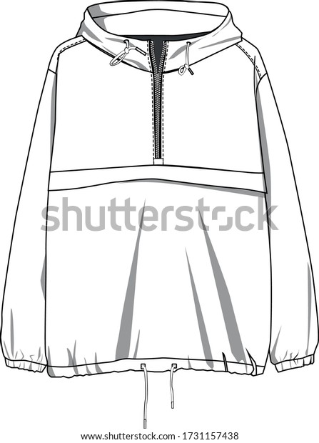 Technical Sketch Mens Anorak Stock Vector (Royalty Free) 1731157438 ...