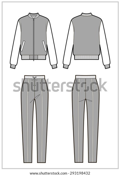 Technical Sketch Womens Tracksuit Stock Vector (Royalty Free) 293198432