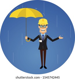 Technician Engineer Worker Standing Rain Umbrella Stock Vector (Royalty ...