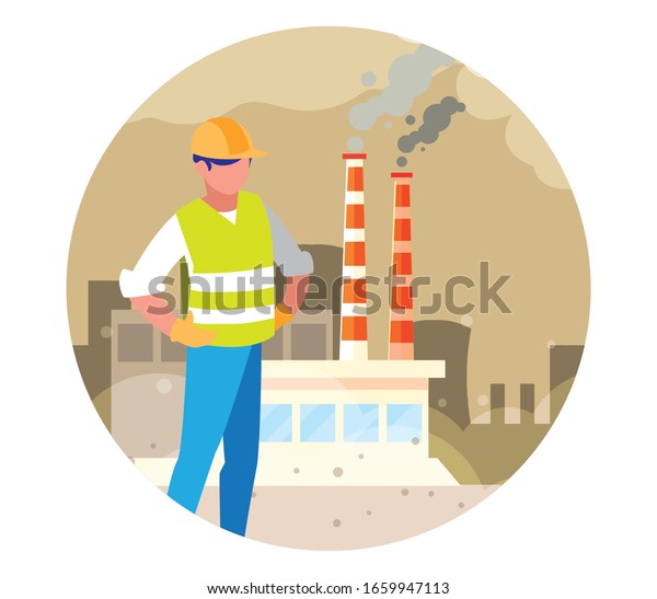 Technician Man Uniform Equipment Vector Illustration Stock Vector ...