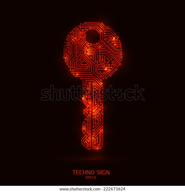 Techno Key Glowing Color On Black Stock Vector (Royalty Free) 222673624 ...