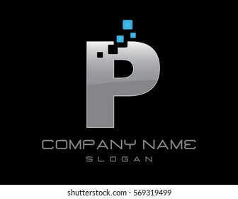 Techno Letter P Logo Stock Vector (Royalty Free) 569319499