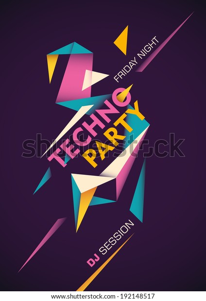 Techno Party Poster Abstract Design Vector Stock-Vektorgrafik ...