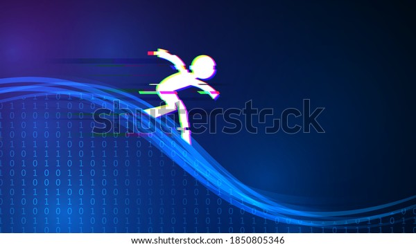 Technological Illustration Digital Wave Man Icon Stock Vector (Royalty ...
