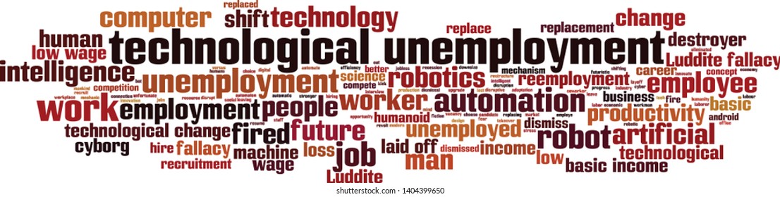 Technological Unemployment Cloud Concept Collage Made Stock Vector ...