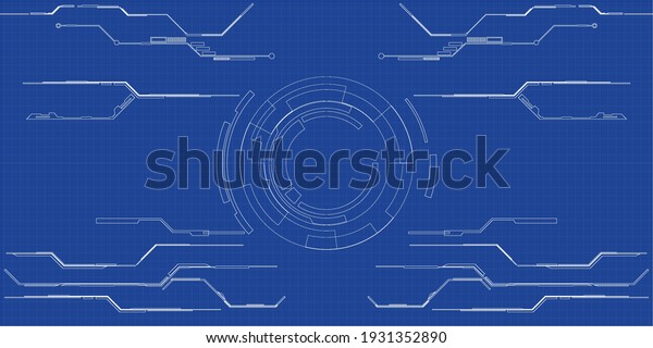 Technology Background Blueprint Style Included Hi Stock Vector (Royalty ...
