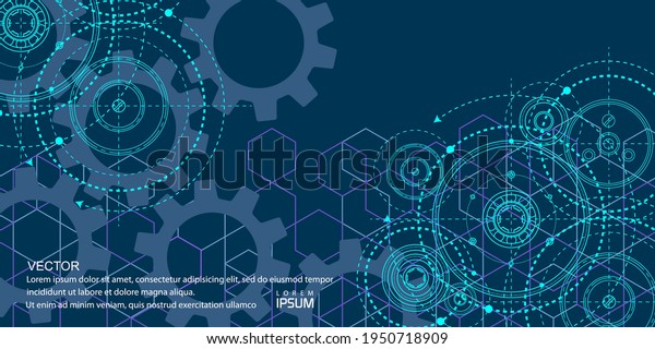 Technology Background Technical Drawing Gears Engineering Stock Vector ...