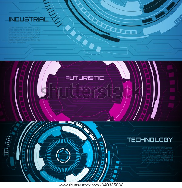 Technology Banner Template Futuristic Huds Vector Stock Vector (Royalty ...
