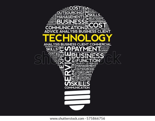 Technology Bulb Word Cloud Business Concept Stock Vector (Royalty Free ...