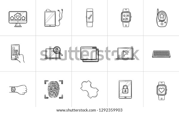 Technology Gadget Hand Drawn Outline Doodle Stock Vector (Royalty Free ...