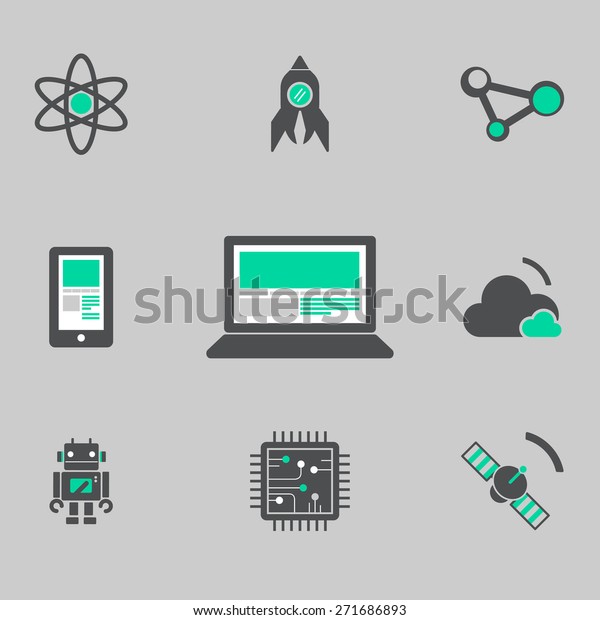 Technology Innovation Electronics Motivation Icons Concept Stock Vector ...