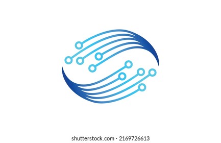 Technology Logo Blue Color Technology Wave Stock Vector (Royalty Free ...