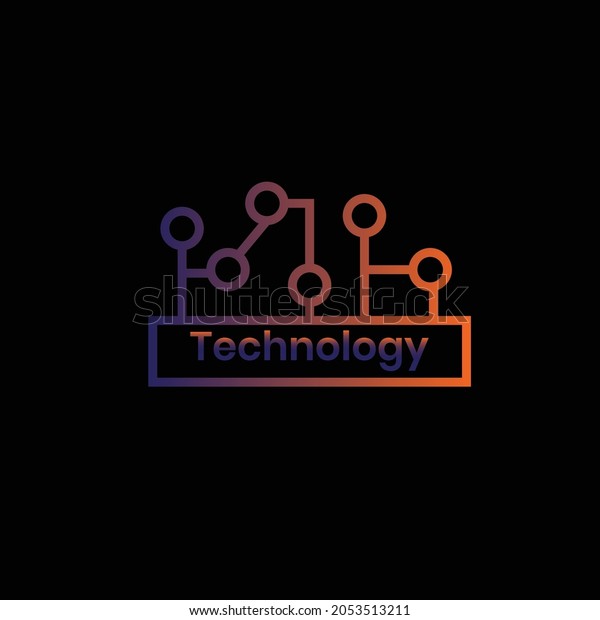 Technology Logo Blue Orange Gradient Business Stock Vector (Royalty ...