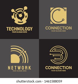 Technology Logo Connections Sign Human Brains Stock Vector (Royalty ...