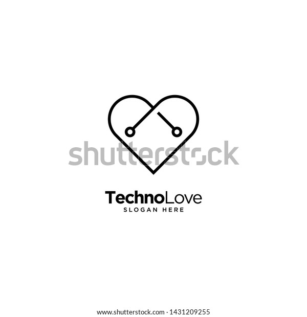 Technology Love Logo Outline Monoline Stock Vector (Royalty Free ...