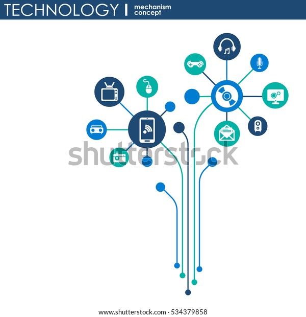 Technology Mechanism Concept Abstract Background Integrated 库存矢量图（免版税 ...