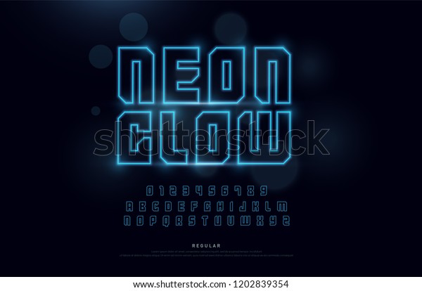 Technology Neon Font Numbers Alphabet Techno Stock Vector (Royalty Free ...
