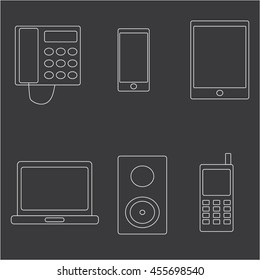 Technology Outline Icon Set Illustration Stock Vector (Royalty Free ...