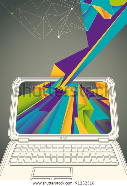 Technology Poster Laptop Vector Illustration Stock Vector (Royalty Free ...