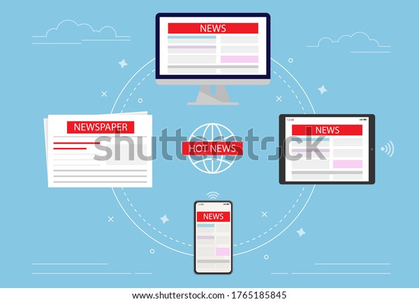 Technology Presenting Breaking News Information Through Stock Vector ...