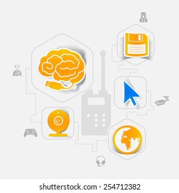 Technology Sticker Infographic Stock Vector (Royalty Free) 254712382 ...