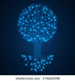 Technology Tree Digital Data Network Concept Stock Vector (Royalty Free ...